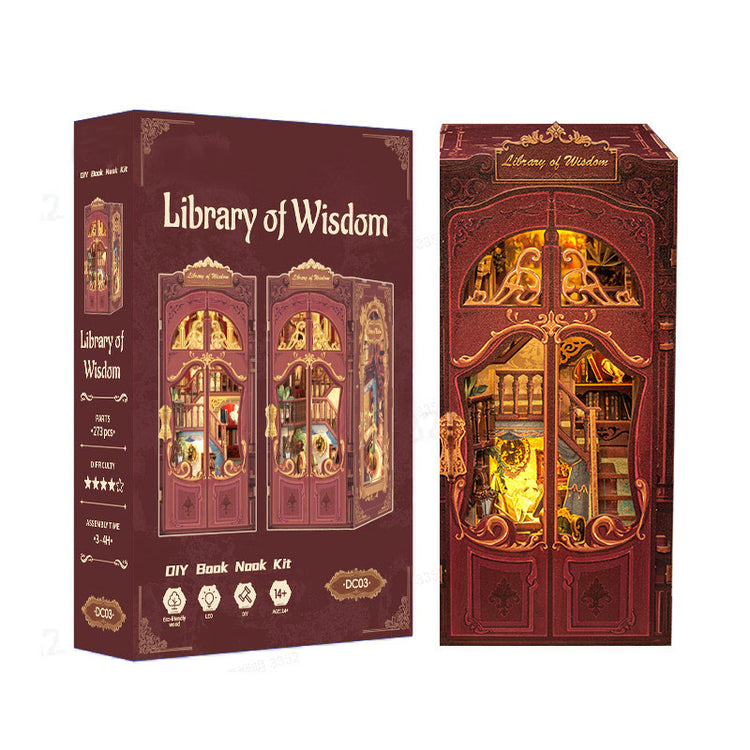 DIY Book Nook Kit – Classic Library Design with LED Lights – NookTales