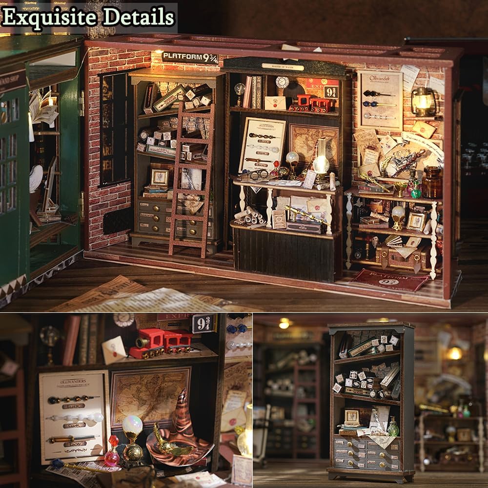 Harry Potter Style Book Nook – 3D Wizard Magic Shop with LED Lights ...