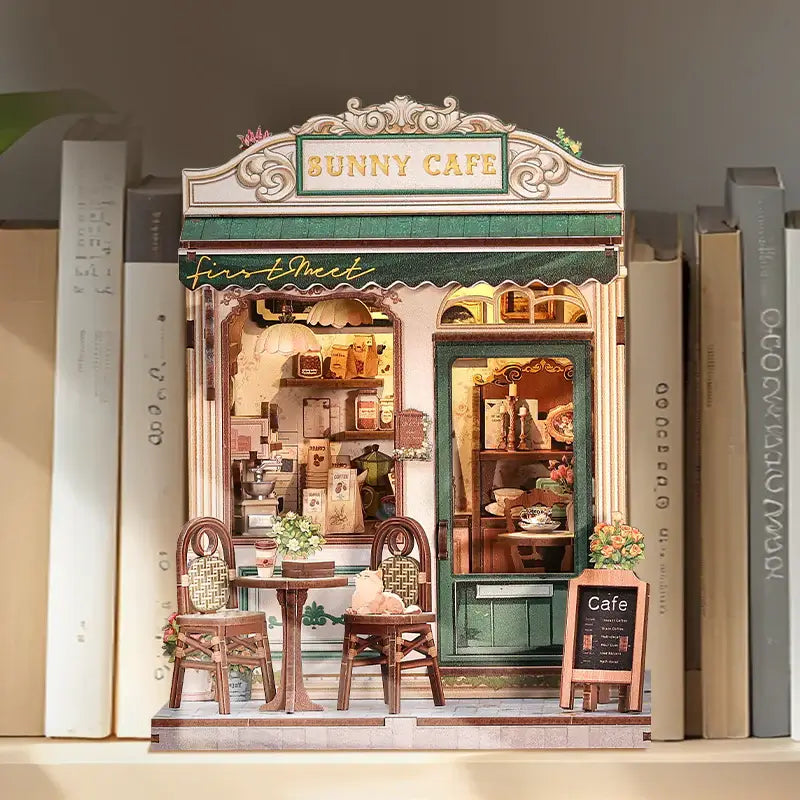 Sunny Café Miniature Kit - Cozy DIY Coffee Shop Book Nook with LED ...